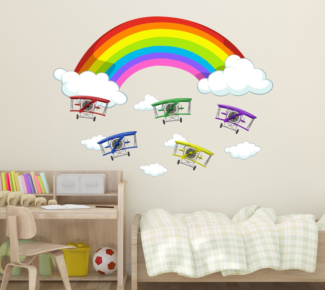 Rainbow With Airplanes Wall Decals -nursery Wall Decals -airplane Wall ...