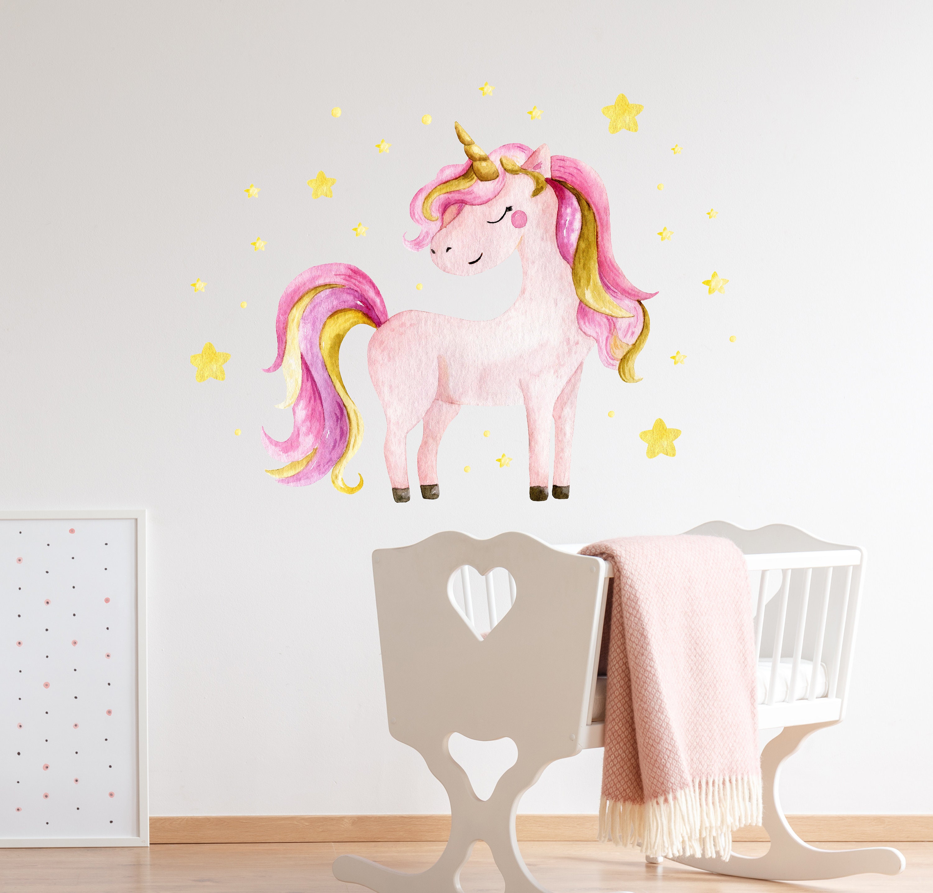 Unicorn Wall Decal - Unicorn Wall Decoration for Girls - Nursery Wall ...
