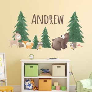 Personalized Forest Name Wall Decal - Woodland Animals Wall Stickers ...