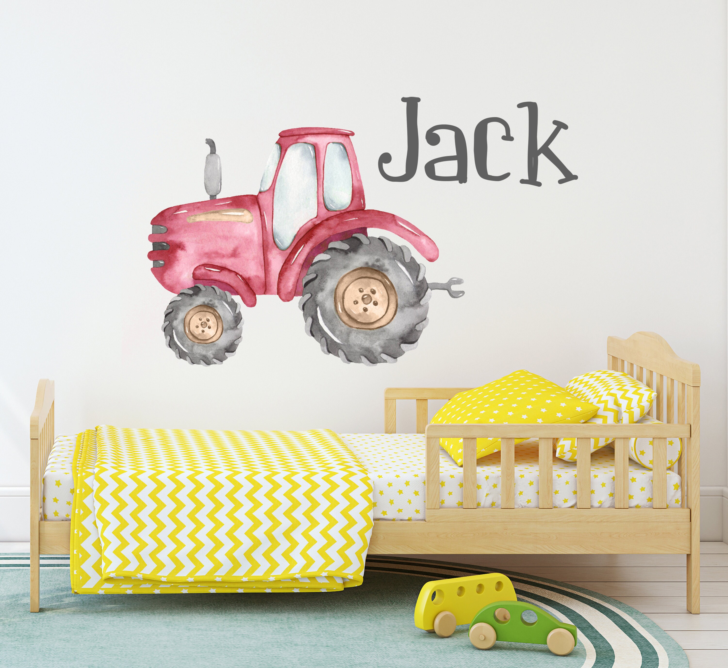 Watercolor Tractor Name Wall Decal Personalized Name Wall - Etsy