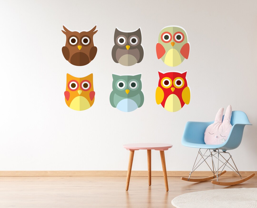 Owl Set Wall Decals - Owls Kids Wall Decals - Colorful Owls Wall Decor ...