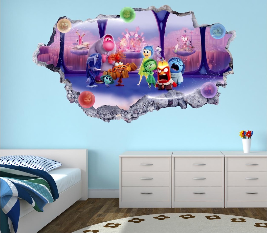 Inside Out 3D Wall Decal | Animated Movie Kids Room Decor | Joy ...