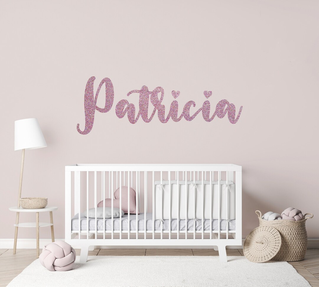 Personalized Girls Name Wall Decal Glitter Monogram Wall Decal Nursery ...