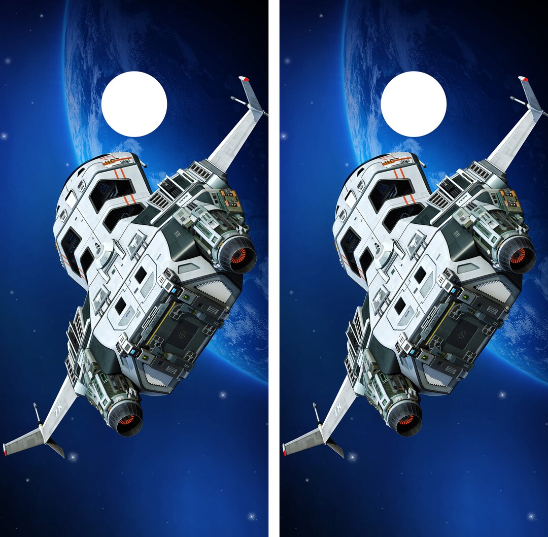 Spaceship Cornhole Wrap Universe Art Gameboard Vinyl Skin Set Sticker ...