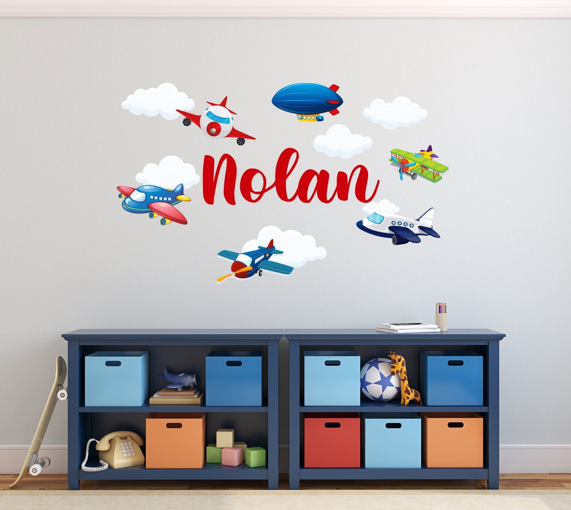 Custom Airplane Name Wall Decal - Airplanes Wall Decals - Personalized ...