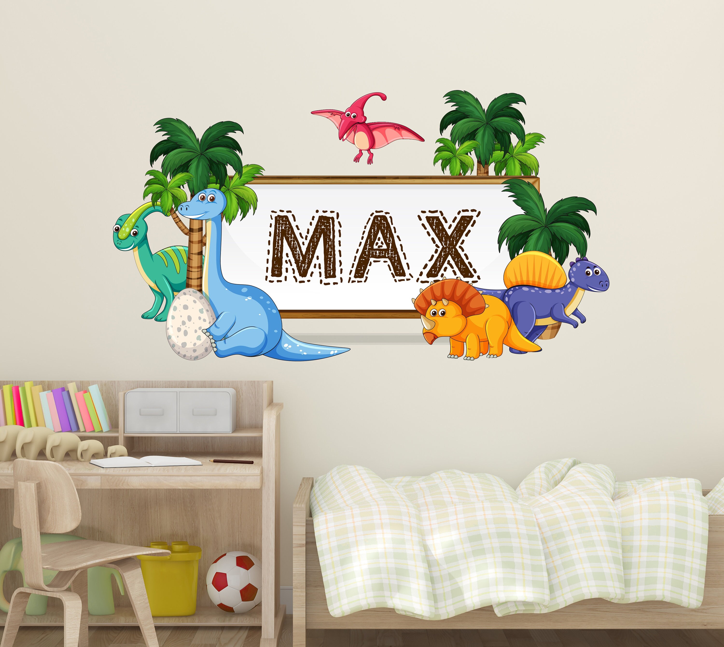 Personalized Dinosaurs Name Wall Decal - Nursery Wall Decals - Dinosaur ...
