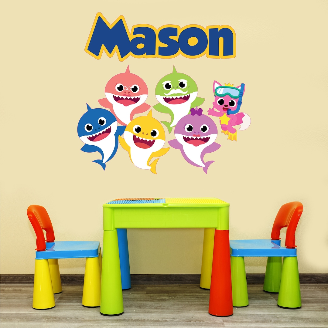 Personalized Name Baby Shark Kids Playroom Wall Decals Nursery Vinyl ...