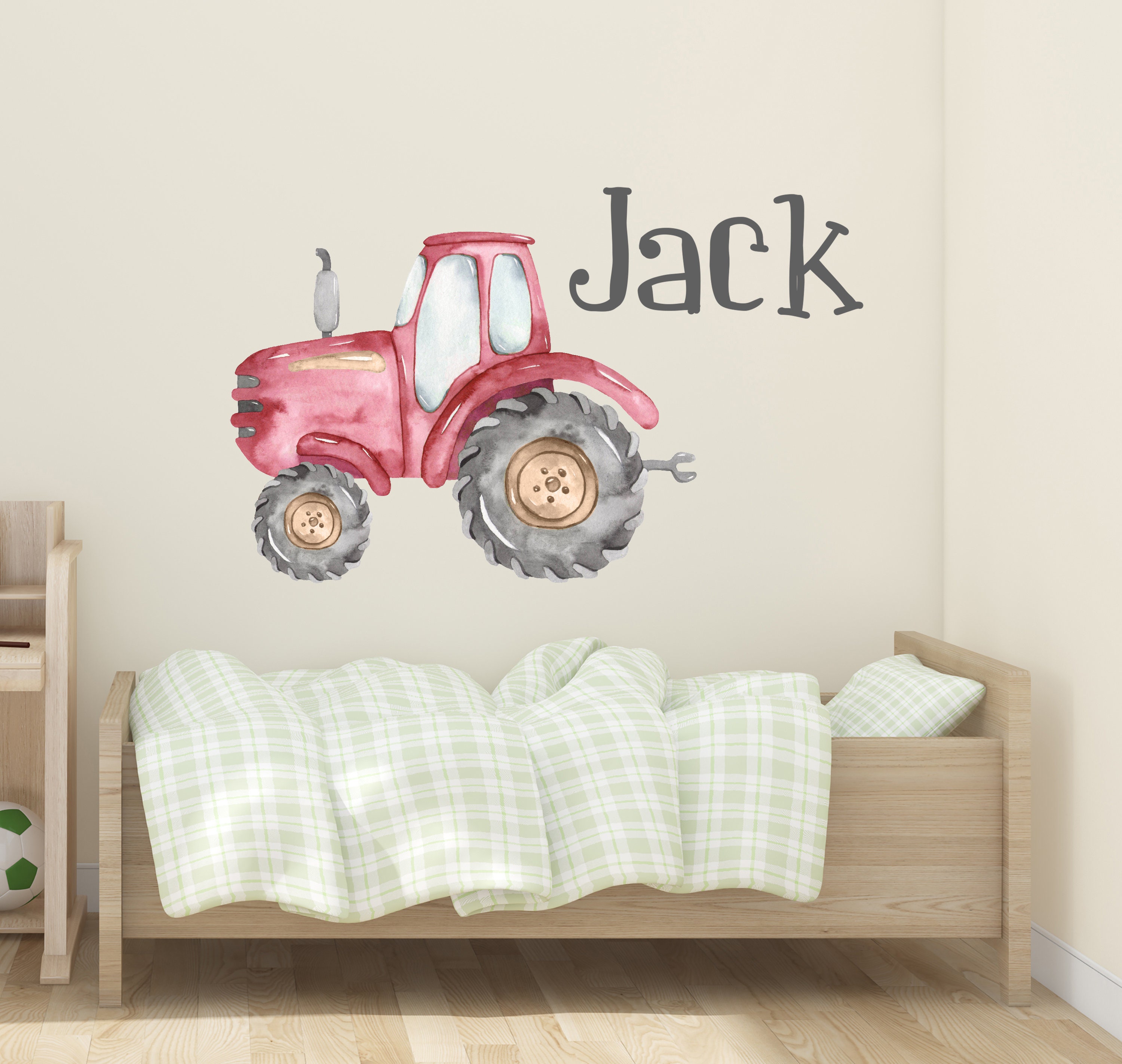 Watercolor Tractor Name Wall Decal - Personalized Name Wall Decal ...