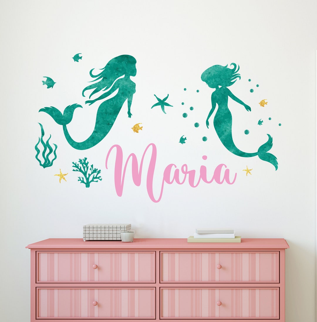 Personalized Name Wall Decal - Mermaid Wall Decals - Nursery Wall ...