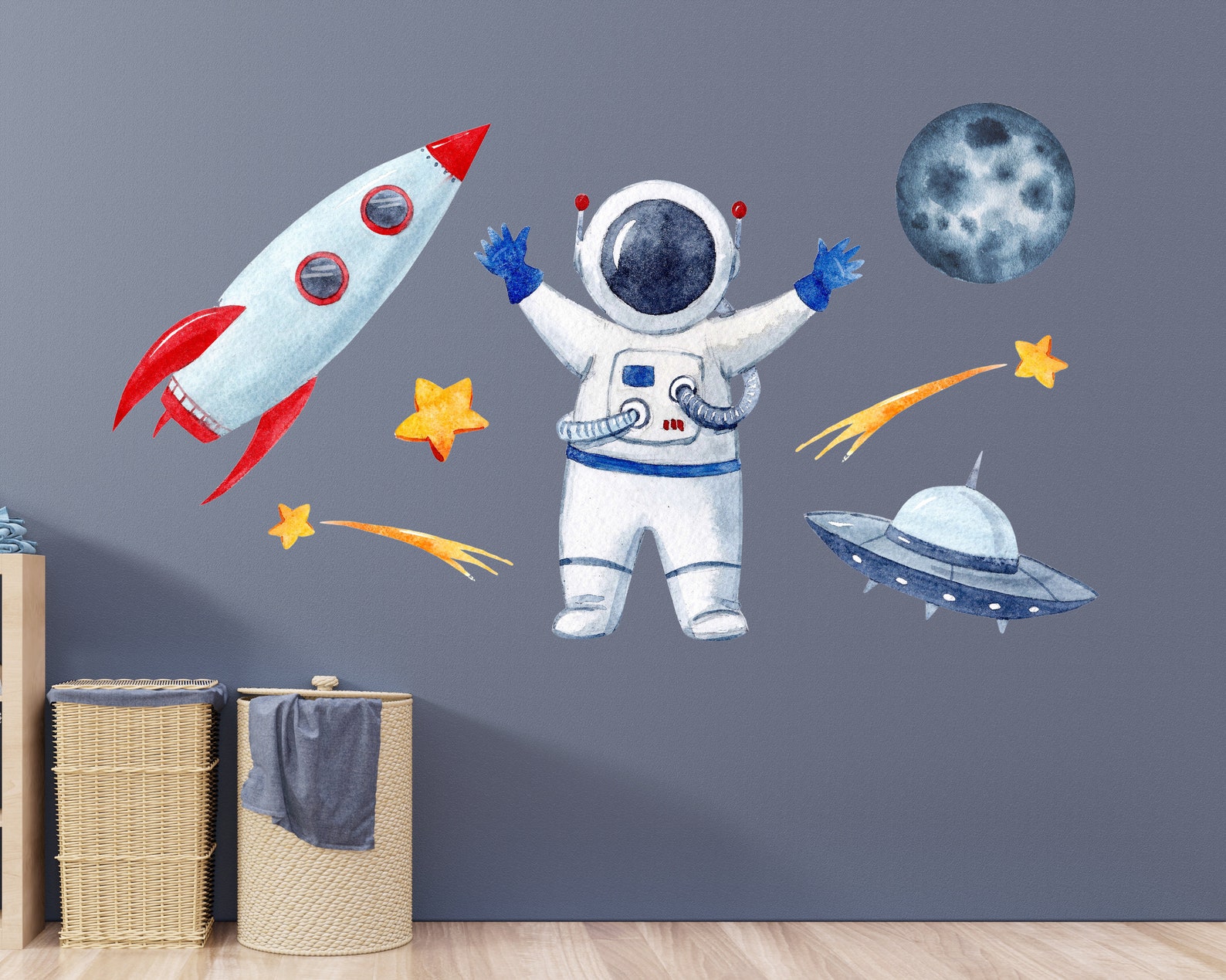 Astronaut Rocket Wall Decal Space Wall Decals Rocket Space - Etsy