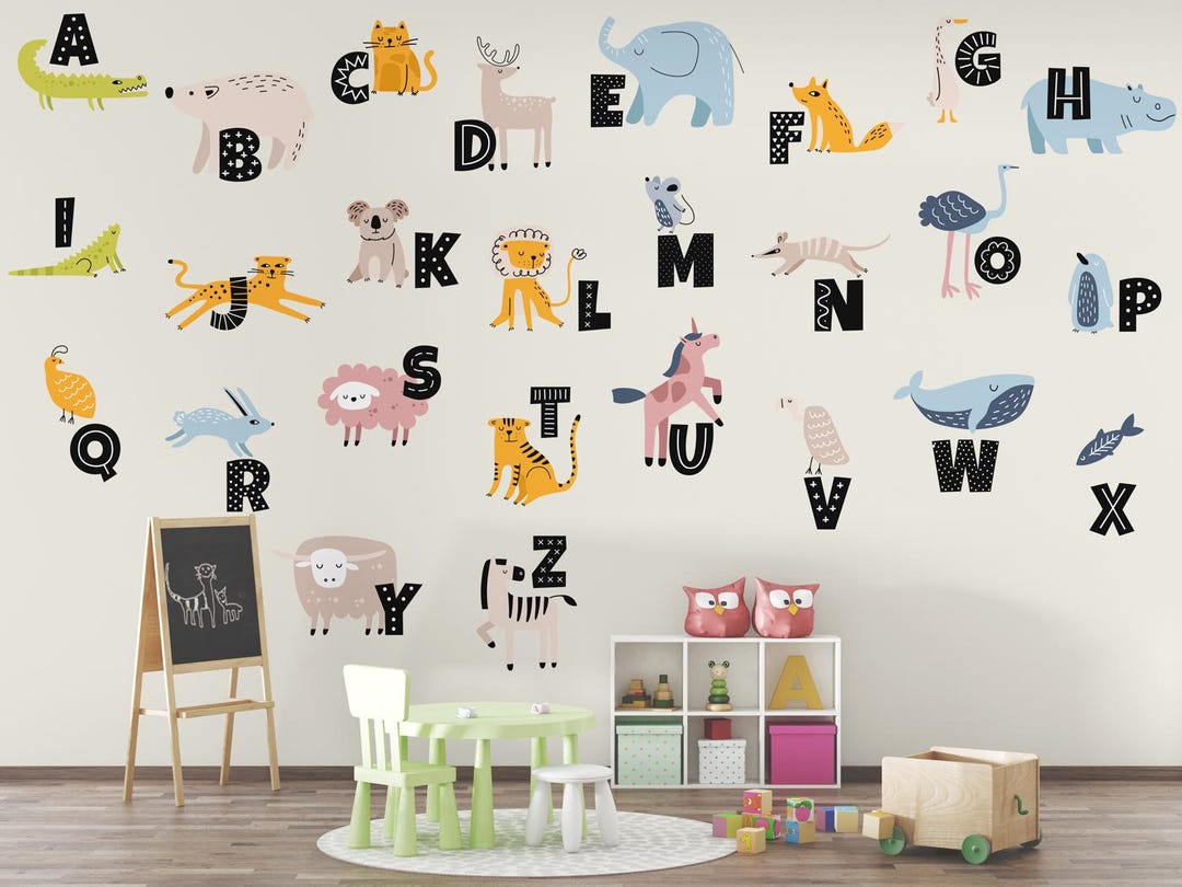Animal Alphabet Wall Decal | ABC Safari Letters for Nursery & Kids Room ...