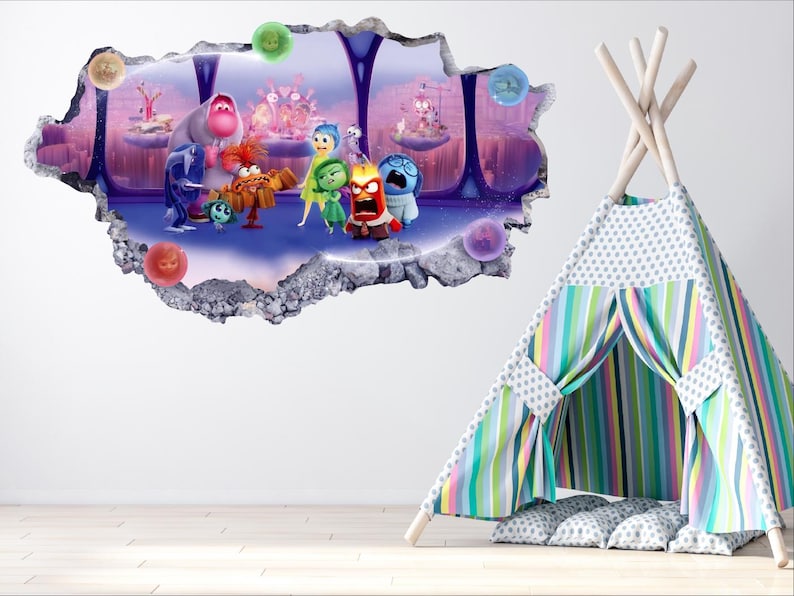 Inside Out 3D Wall Decal | Animated Movie Kids Room Decor | Joy ...