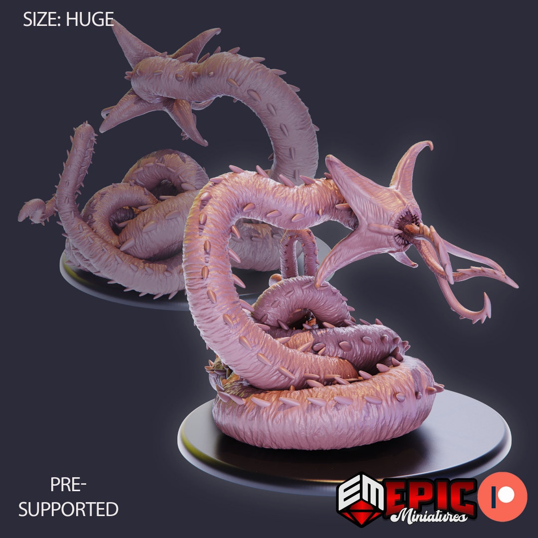 Worm Abomination Huge Monster 3d Printed D&D Pathfinder Role Playing ...