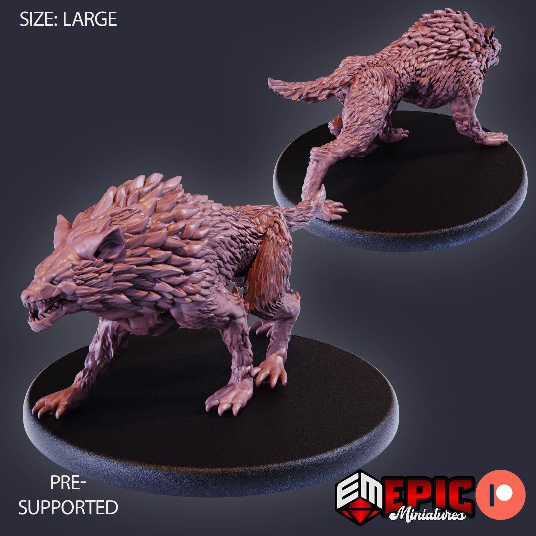 Warg Large Monster 3d Printed D&D Pathfinder Role Playing Tabletop Epic ...