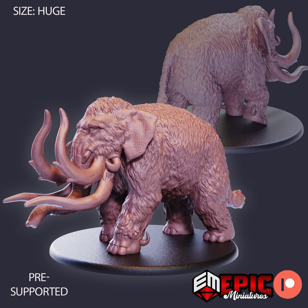 Dire Mammoth Huge Monster 3d Printed D&D Pathfinder Role Playing ...