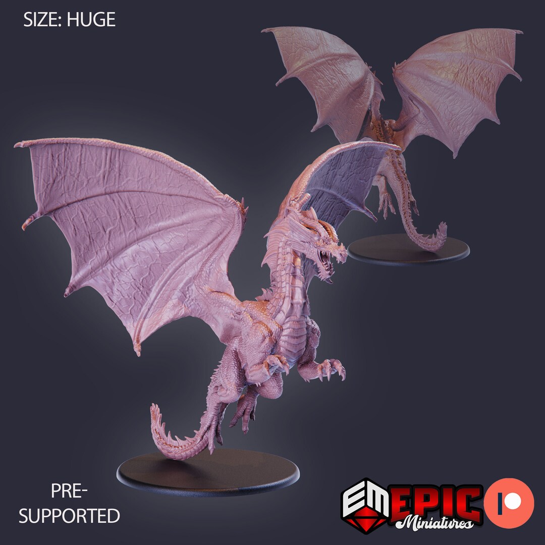 Adult Red Dragon Huge Monster 3d Printed D&D Pathfinder Role Playing ...