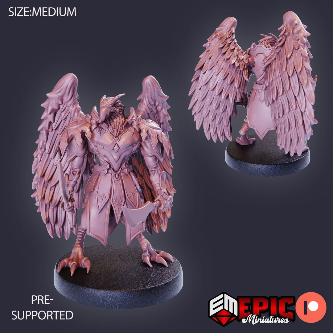 Eagle Folk Medium NPC Monster 3d Printed D&D Pathfinder Role Playing ...
