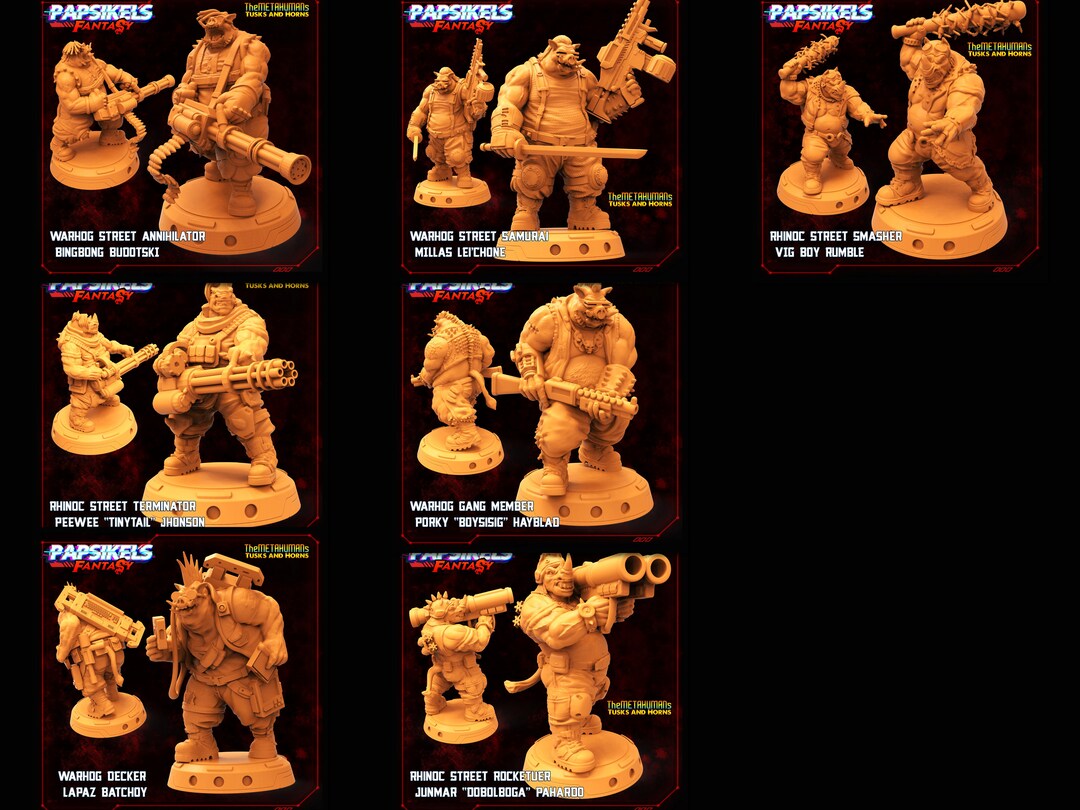 Cyberpunk Rhino & Hog Boys Gang Medium NPC Wargaming TTRPG Skirmish ...