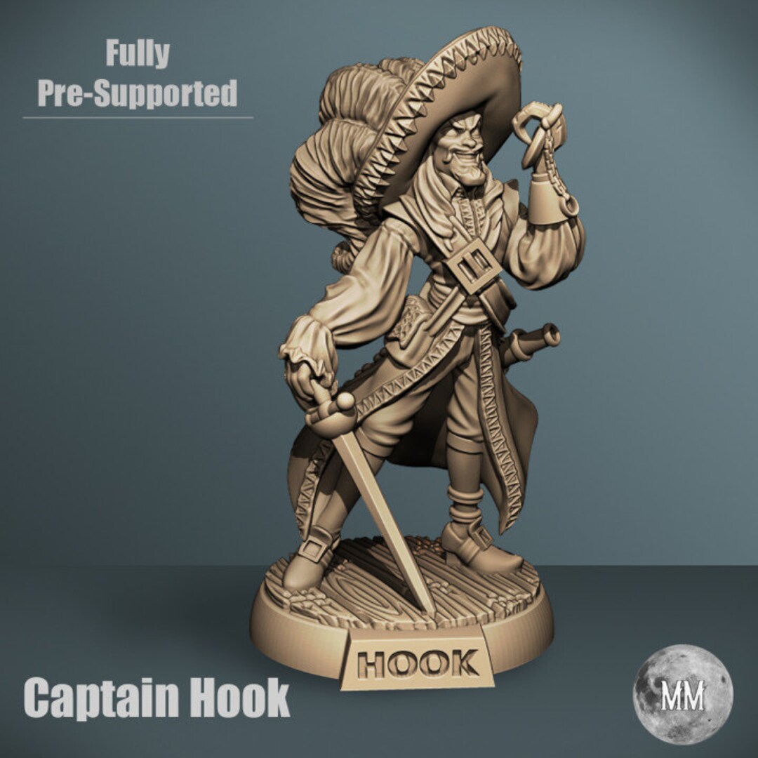 Captain Hook neverland Pirates Premium Gaming Miniature 3d Printed Role ...