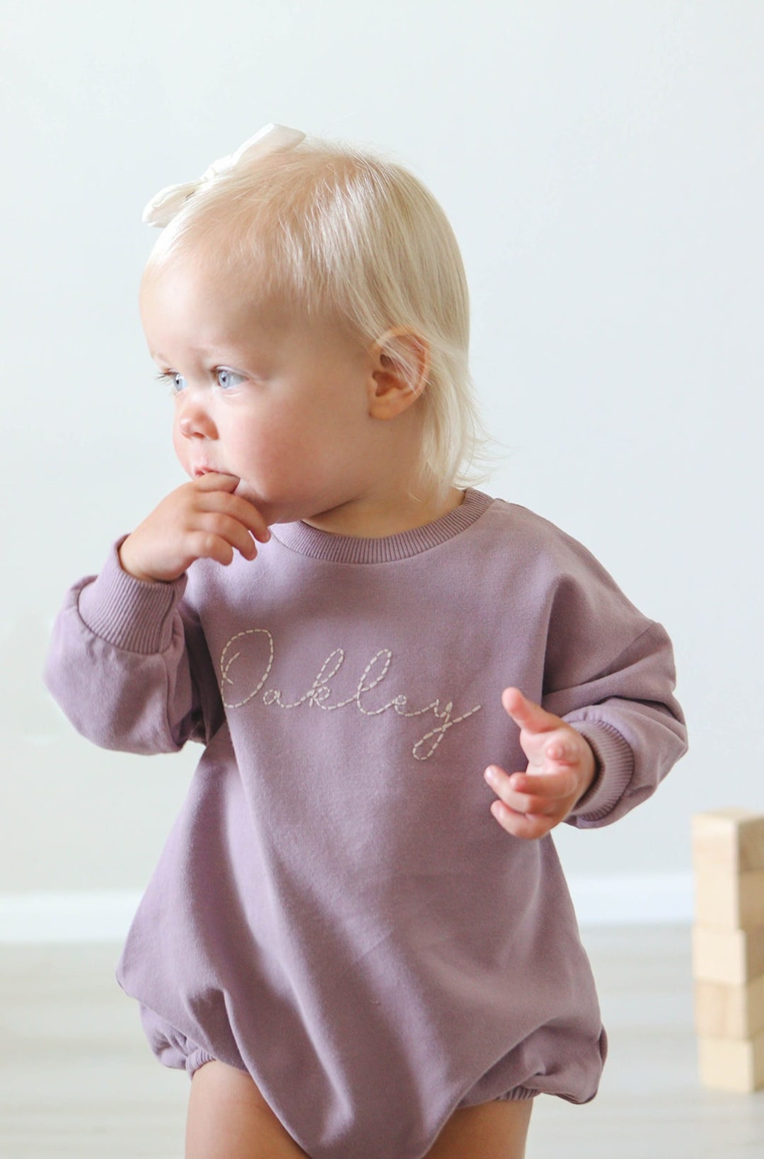 Personalized Sweatshirt Bubble Romper | Custom Embroidered Baby Name ...