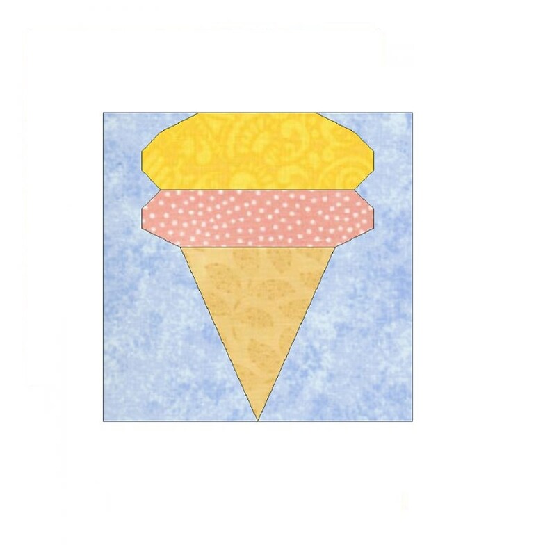 Ice Cream Paper Pieced Quilt Block Pattern -OC111 - Etsy