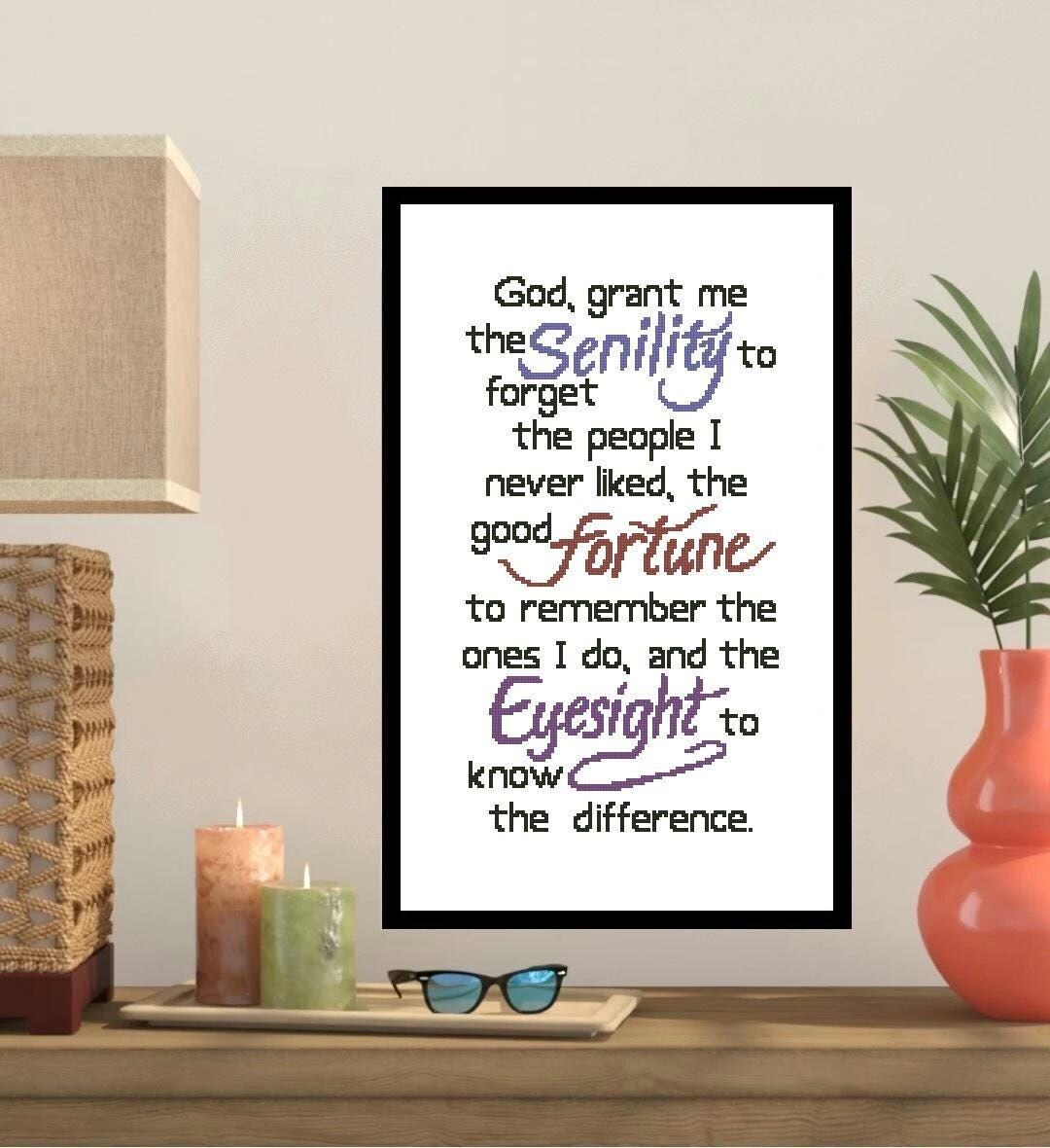 Senility Prayer Cross Stitch Pattern 323 - Etsy