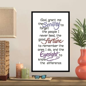 Senility Prayer Cross Stitch Pattern -323 - Etsy