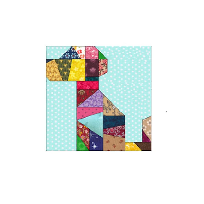 Crazy Dog Paper Pieced Quilt Block Pattern OC009 | Etsy