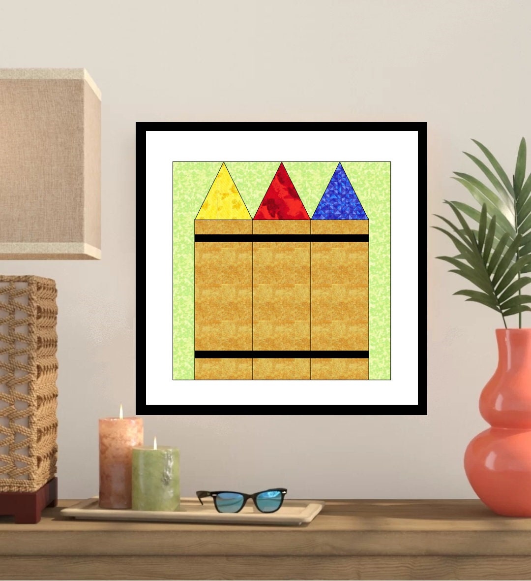 Crayons Paper Pieced Quilt Block Pattern -OC001 - Etsy