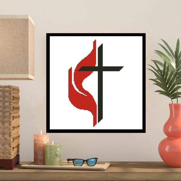 Methodist Cross and Flame Svg - Etsy