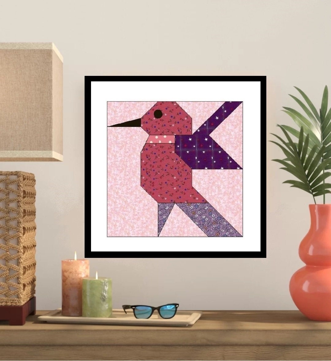Hummingbird Paper Pieced Quilt Block -OC014 - Etsy