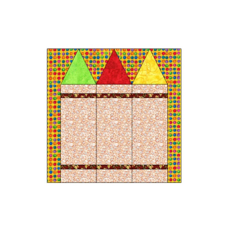 Crayons Paper Pieced Quilt Block Pattern -OC001 - Etsy