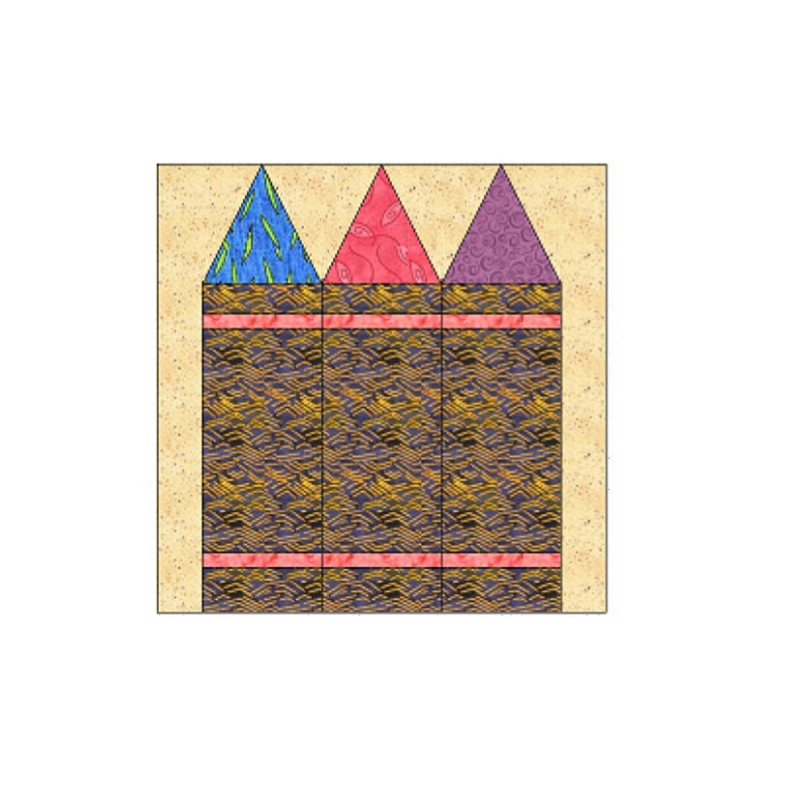 Crayons Paper Pieced Quilt Block Pattern -OC001 - Etsy