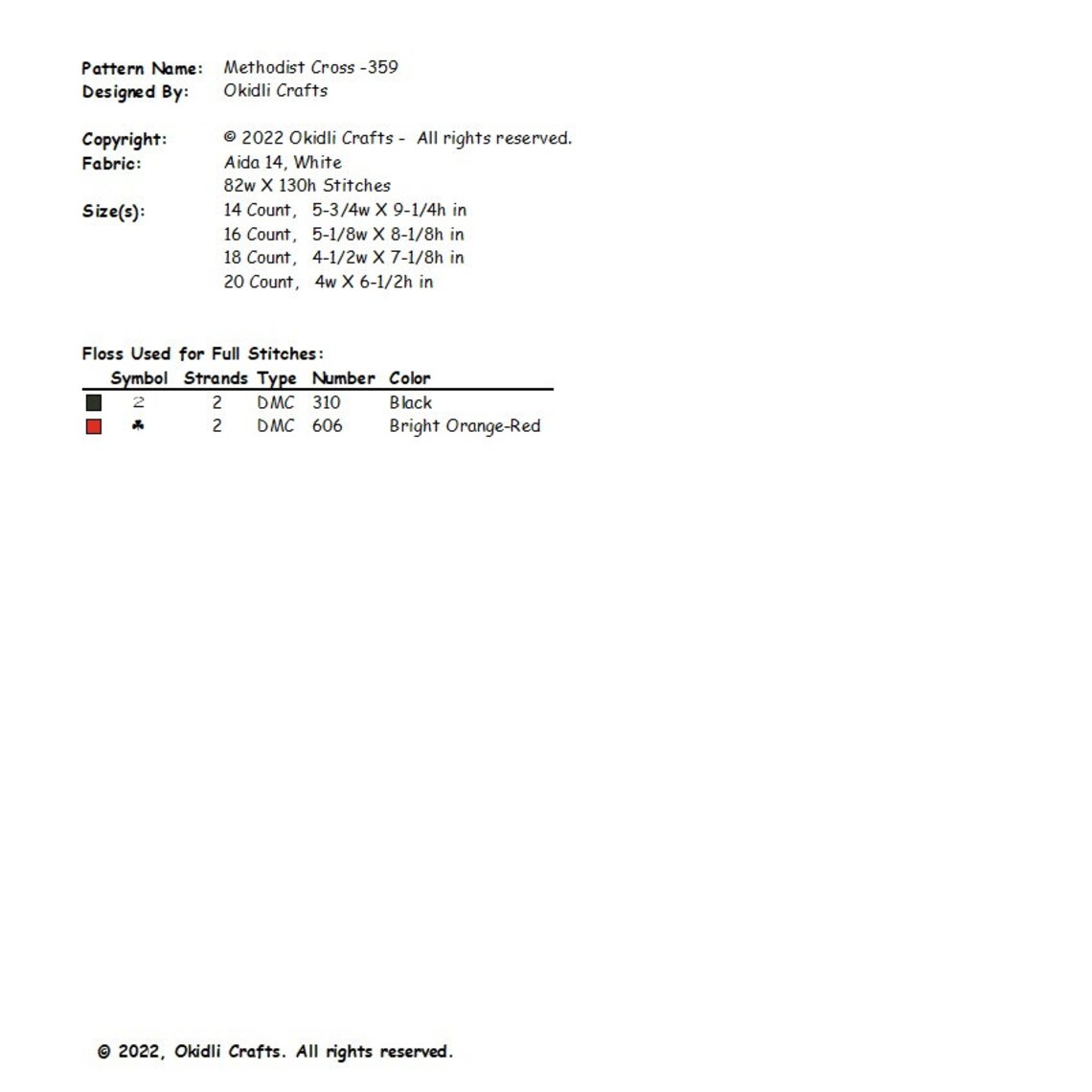 Methodist Cross Cross Stitch Pattern 359 - Etsy