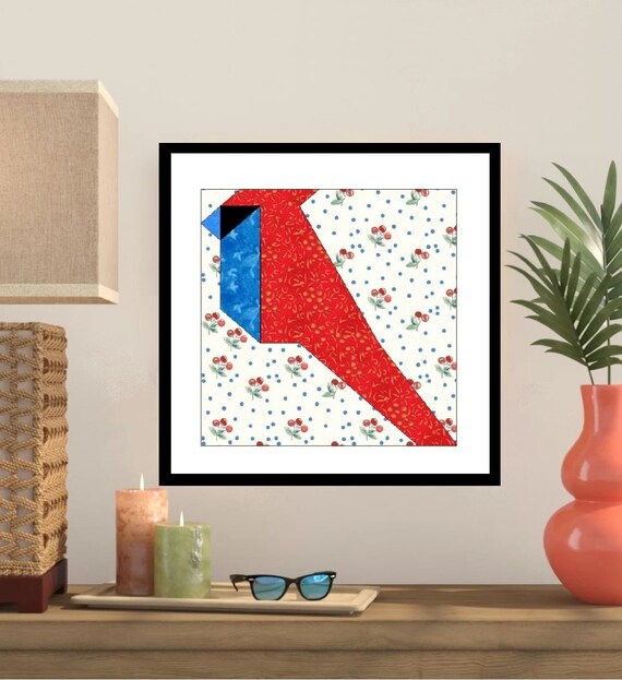 Cardinal Paper Pieced Quilt Block OC013 | Etsy