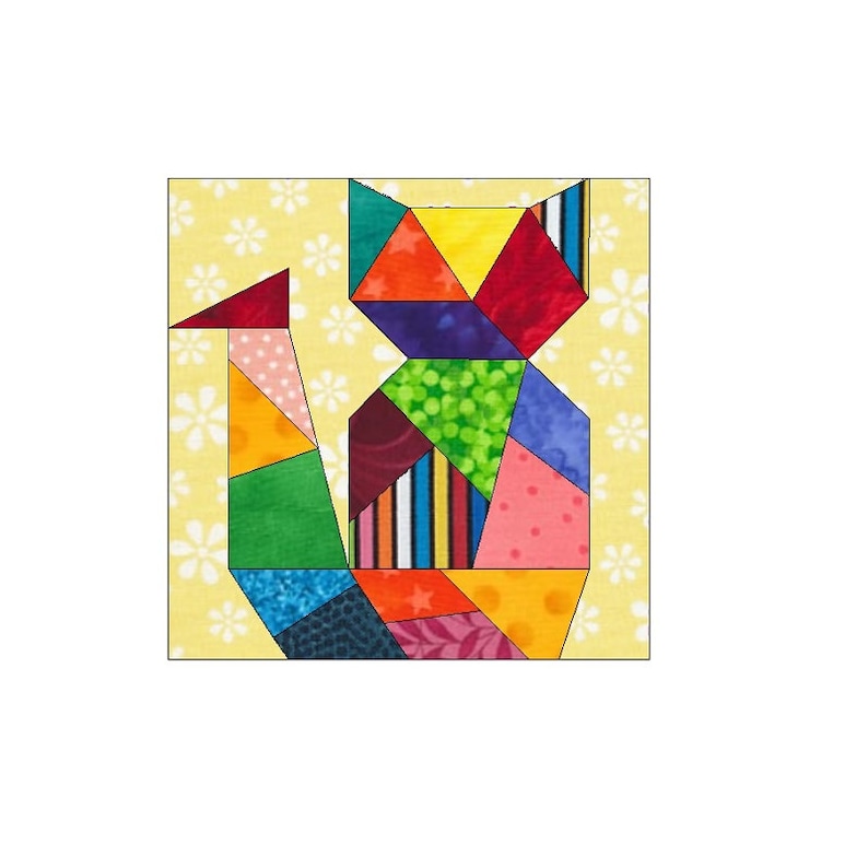 Crazy Cat Paper Pieced Quilt Block Pattern OC002 - Etsy