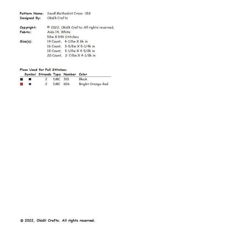 Small Methodist Cross Cross Stitch Pattern 188 - Etsy