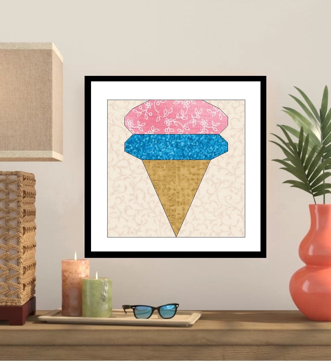 Ice Cream Paper Pieced Quilt Block Pattern -OC111 - Etsy