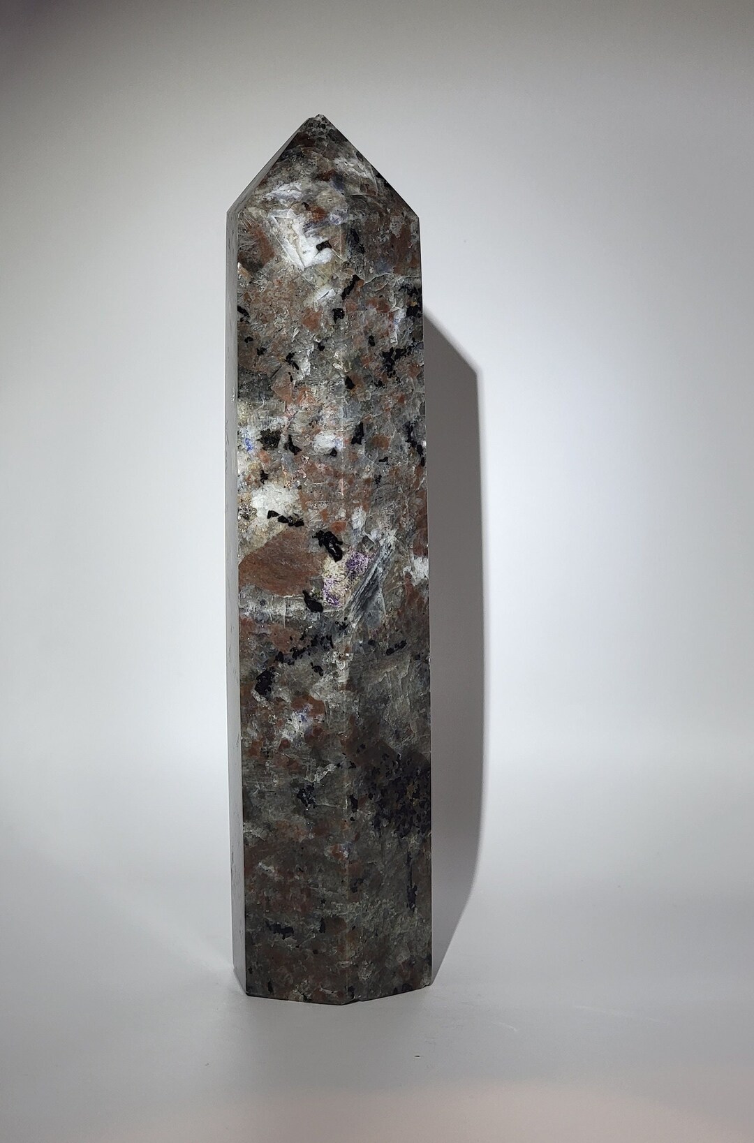 Large Fiery Yooperlite Tower Obelisk - Glowing Rock Crystal Point ...