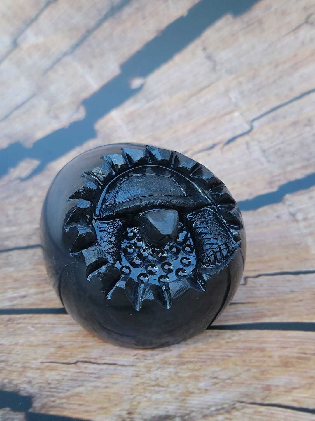 Obsidian Hatching Turtle Egg Carving - Handcrafted Crystal Sculpture ...