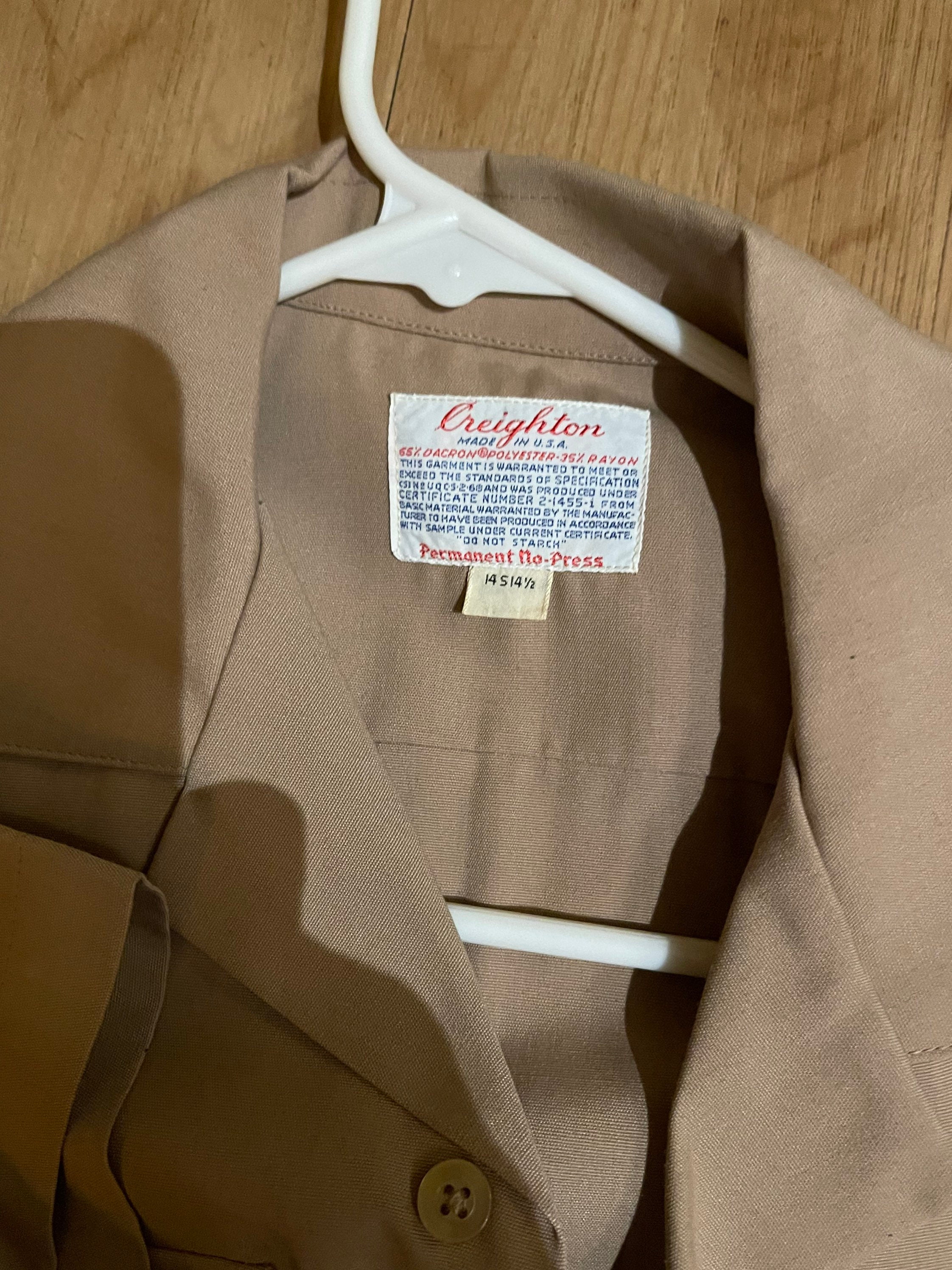 NOS SMALL Navy Marine Official Uniform Shirt Creighton DACRON Khaki ...