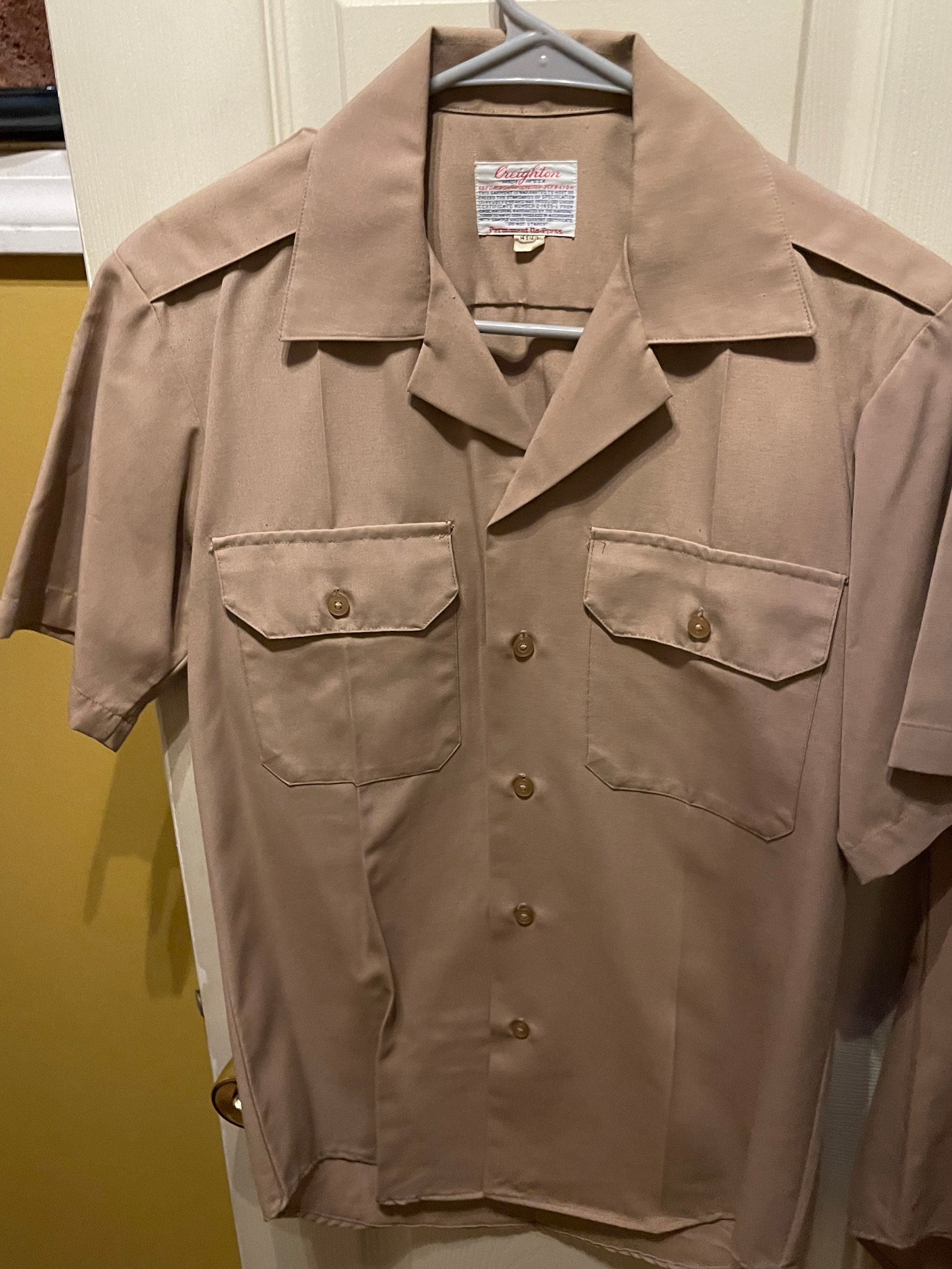 NOS SMALL Navy Marine Official Uniform Shirt Creighton DACRON Khaki ...