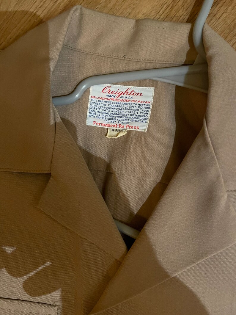 NOS SMALL Navy Marine Official Uniform Shirt Creighton DACRON Khaki ...