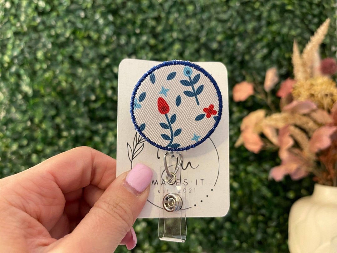 Flower Badge Reel, Faux Leather Badge Reel - Etsy