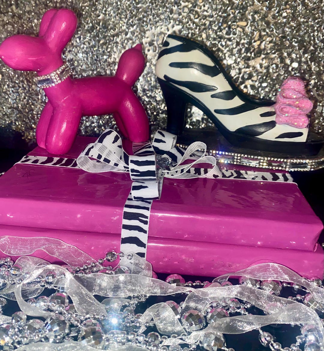 2 Pc Hot Pink Book Stack - Etsy
