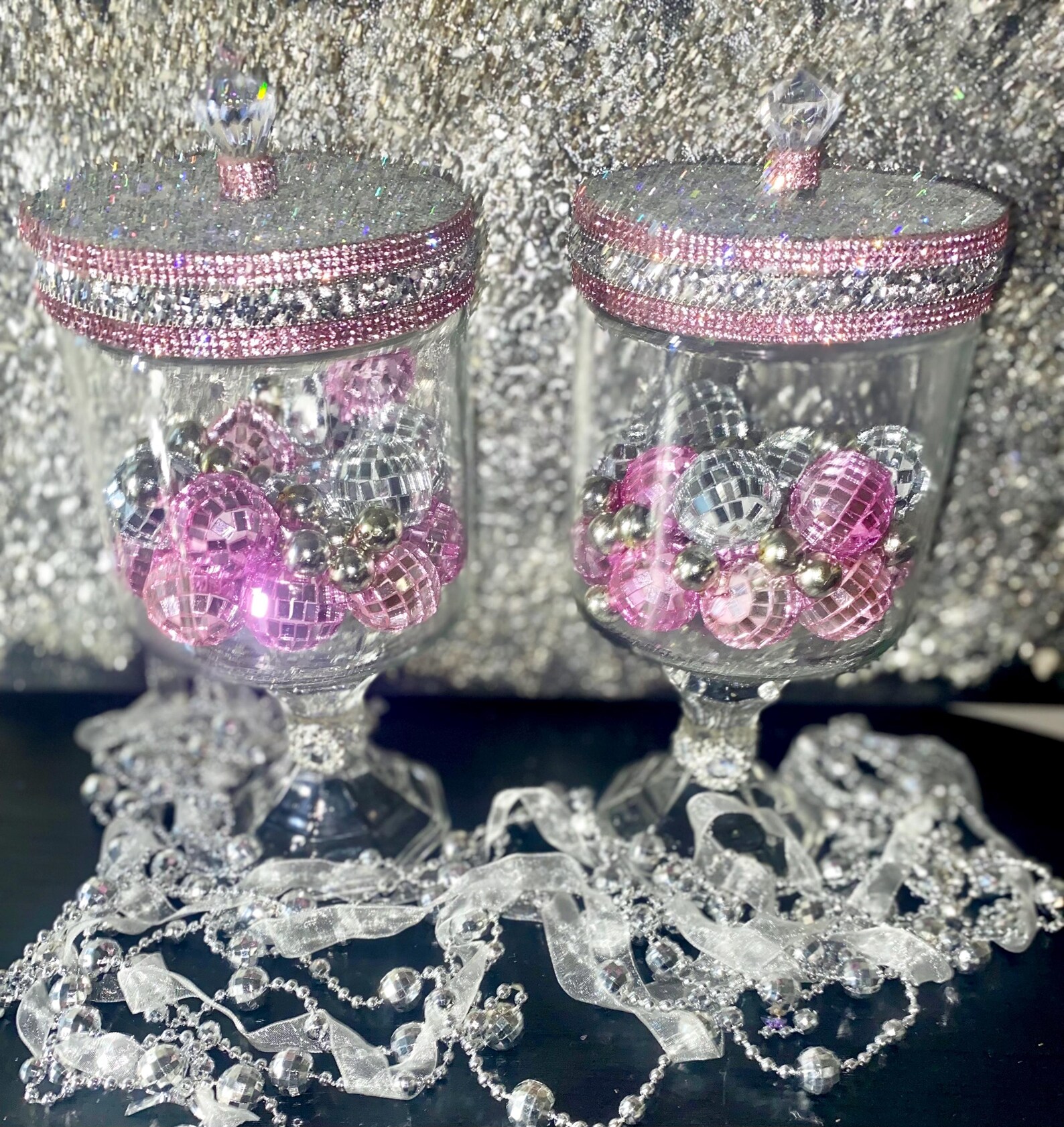 Glam Pink Pop Candy Jar Duo - Etsy