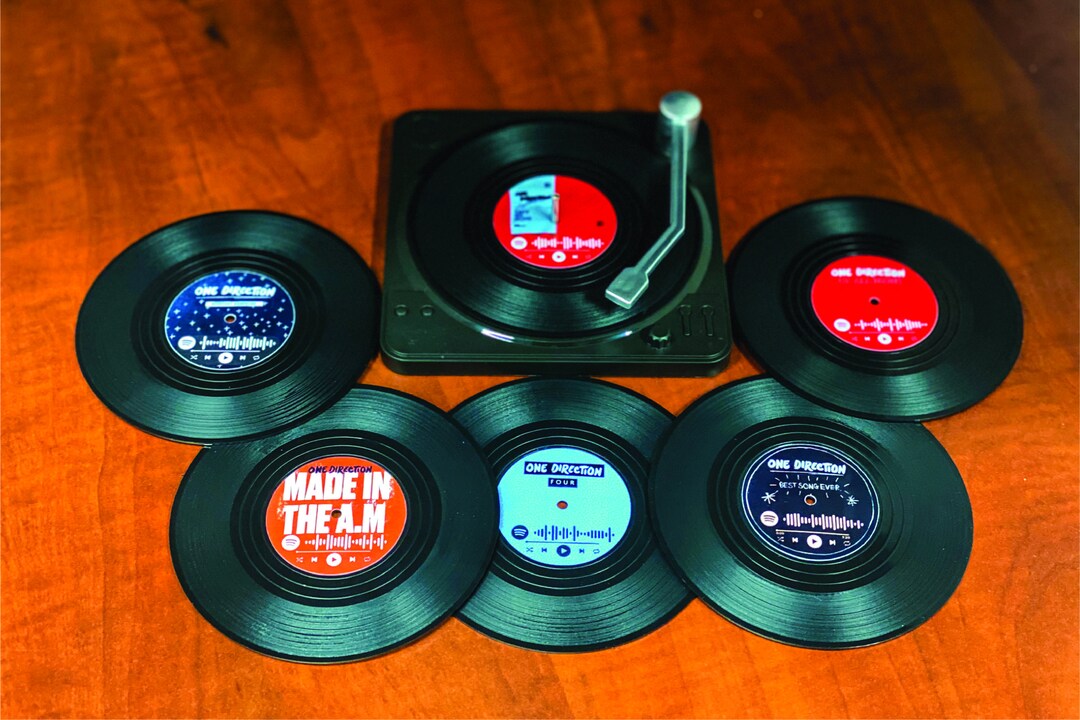 One Direction Spotify Code Vinyl Coasters Turntable Holder One ...