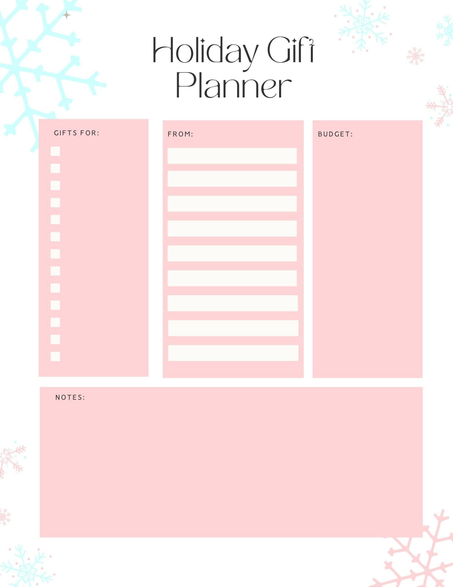 Holiday Gift Planner Downloadable Printable, Christmas Gift Planner ...