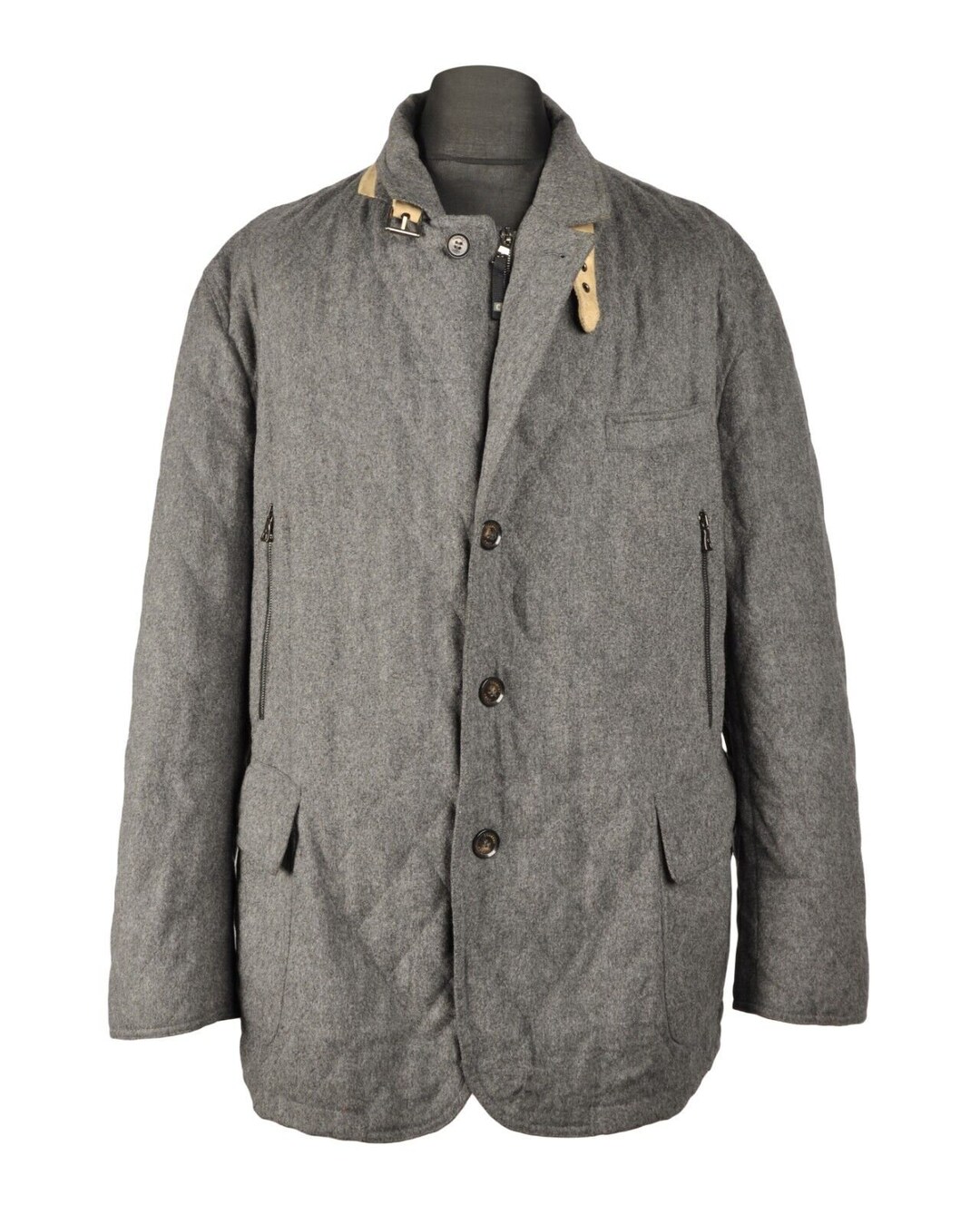 LODENFREY Country Frey Jacket Quilted Gray Wool Blend Men's Size 58 IT ...