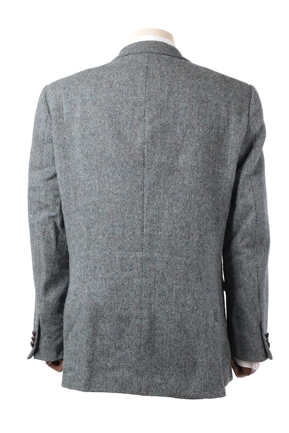 HARRIS TWEED Gray Wool Herringbone Blazer Jacket Mens… - Gem